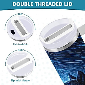 Slewiaeky Tumbler with Handle 40 oz Goth Skull Classic Wolf Travel Mug with Lid and Straw Stainless Steel Vacuum Insulated Water Bottle Cup for Iced Tea Coffee Cold Beverages Cup Holder Friendly