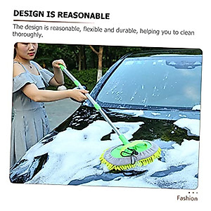 KALLORY Telescopic Car Wash Mop Cleaning Mops Floor Cleaner Mop Floor Mops Home Telescopic Mop Chenille Cleaning Mop Retractable Mop Handle Green Household Aluminum Alloy Sponge Mop