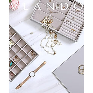 Vlando NEW Miller Jewelry Trays Stackable Showcase Display Drawer Organizer Storage- Multi-Purpose,Multiple Combinations, Large Capacity Multi-Layer Design and Fashion(Grey)
