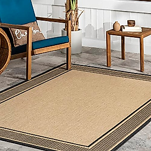 nuLOOM Gris Border Indoor/Outdoor Area Rug, 8', Beige