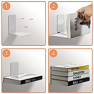 Sorbus 2 Invisible Floating Bookshelves - Trick of The Eye Floating Effect - Wall Mounted Bookshelf - Use in Bedroom, Office, Reading Nook, & Library - Great for Kids & Book Collections