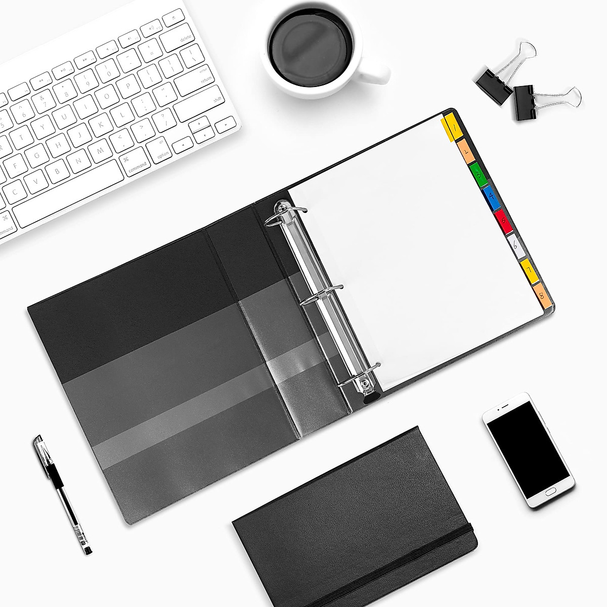 Amazon Basics 3 Ring Binder Dividers With 5 Tabs, Paper Binder Dividers, Insertable Multicolor Plastic Tabs, Pack of 12 Sets (60 Dividers Total)