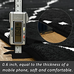 QXKAKA Ultra Soft Shag 5x8 Rug Modern Geometric Area Rug for Living Room Bedroom, Large Indoor Floor Carpet for Teens Girls Kids Nursery Home Decor, Black