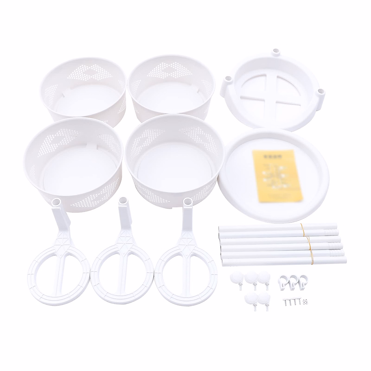 LOYALHEARTDY Rotating Storage Rack 4 Tier Round Mesh Baskets Storage Shelf Rack Adjustable Height Kitchen Storage Shelf with 5 Lockable Casters for Kitchen Bathroom Bedroom White