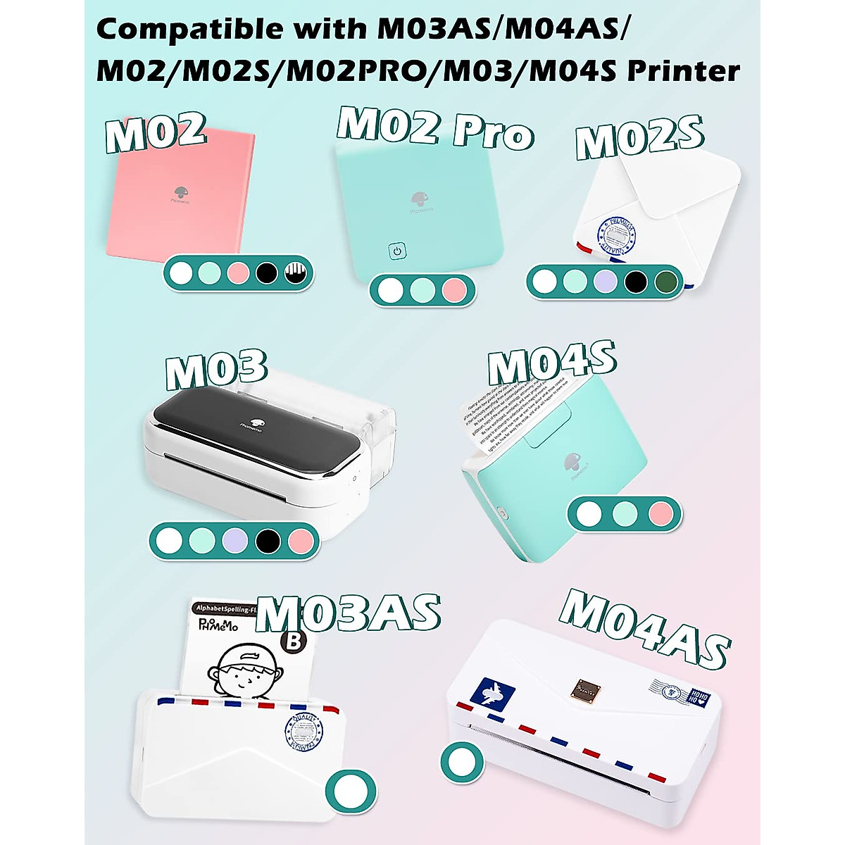 Phomemo Transparent Adhesive Thermal Sticker Paper 50mm, Compatible With Phomemo M02/M02S/M02 PRO/M03/M03AS/M04S/M04AS Mini Thermal Printer, Black Text, 3 Rolls