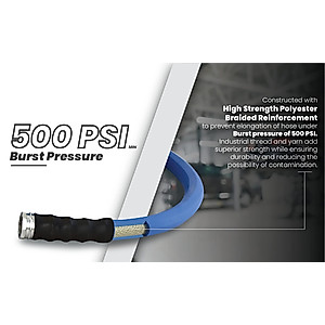 AG-LITE BSALONE15 1" x 15' Hot/Cold Water Rubber Garden Hose, 100% Rubber, Ultra-Light, Super Strong, 500 PSI, 50F to 190F Degrees, High Strength Polyester Braided, 2x Water Flow