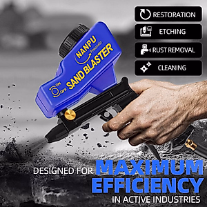 NANPU Air Sand Blaster Gun with Gravity Feed - Ceramic Nozzle, Metal Body | for Paint, Rust Removal, and Glass Etching | Versatile for Aluminum, Sand, Walnut Shells, and Soda Blasting Applications