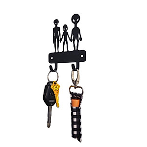 The Metal Peddler Miniature Alien Family Key Holder for Wall - XS 3.5 Inch - Made in USA