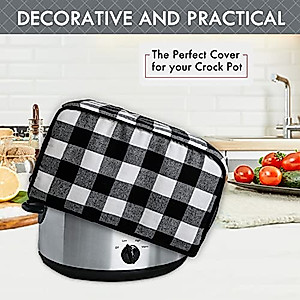 BAGSPRITE Slow Cooker Cover for Crock Pot and Hamilton Beach 6 7 8 Quart Slow Cooker, Oval Crockpot Cover Dust Cover, Appliance Covers Buffalo Check Black