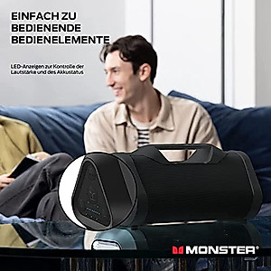 Monster Blaster 3.0 Portable Speaker, 120W Wireless Bluetooth Speaker, IPX5 Rechargeable Waterproof Bluetooth Speaker with USB Charge Out & Aux Input