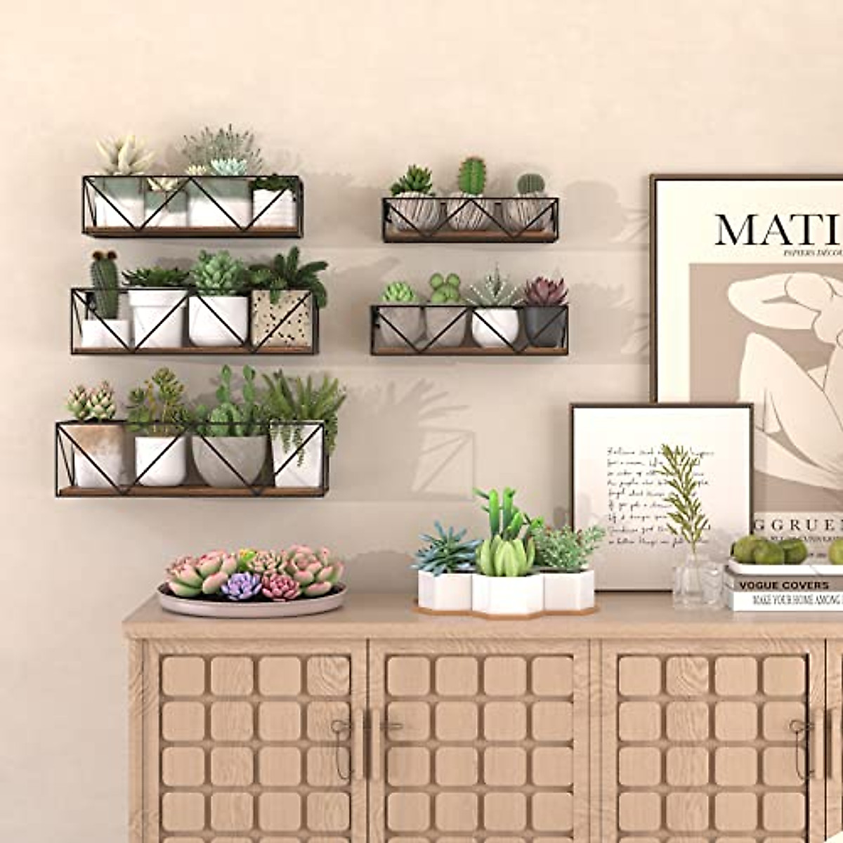 CRUGLA Bathroom Shelves Wall Mounted Set of 5, Hanging Storage Floating Shelf for Bathroom, Kitchen, Bedroom, Living Room Home Decor