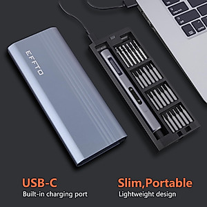 EFFTO Cordless Precision Electric Drill & Screwdriver - OLED Display, 5 Torque Gears, 420RPM - Ideal for Indoor and Outdoor Work, Rechargeable Electric Screwdriver and Mini Drill 2-in-1 Toolkit