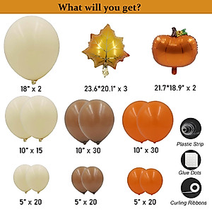 Fall Orange Balloons Garland Arch Kit -142pcs Orange Brown Balloons for Hello Fall Little Pumpkin Baby Shower Party Decorations Autumn Halloween Birthday Decorations
