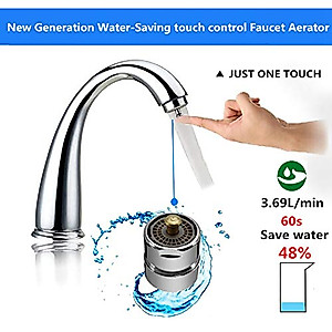 JUSTDOLIFE Water Saving Aerator Touch Control Faucet Nozzle Faucet Aerator For Kitchen (Silver)