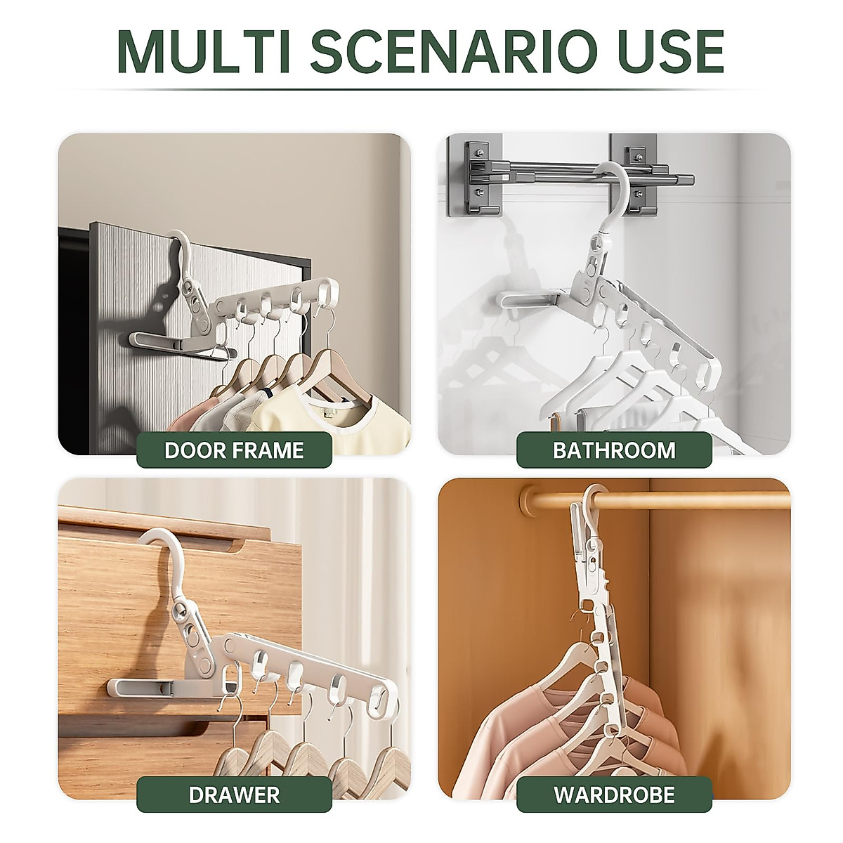 ZL7QHSE Folding Clothes Drying Rack with 5 Holes, 2 Racks and 5 Travel Hangers Foldable, Drying Rack Clothing for Dorm,Laundry,Outdoor Camping, Hotel Room(Grey)