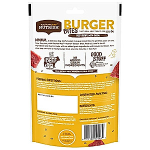 Rachael Ray Nutrish Burger Bites Real Meat Dog Treats, Beef Burger with Bison Recipe, 3 Ounces (Pack of 8), Grain Free