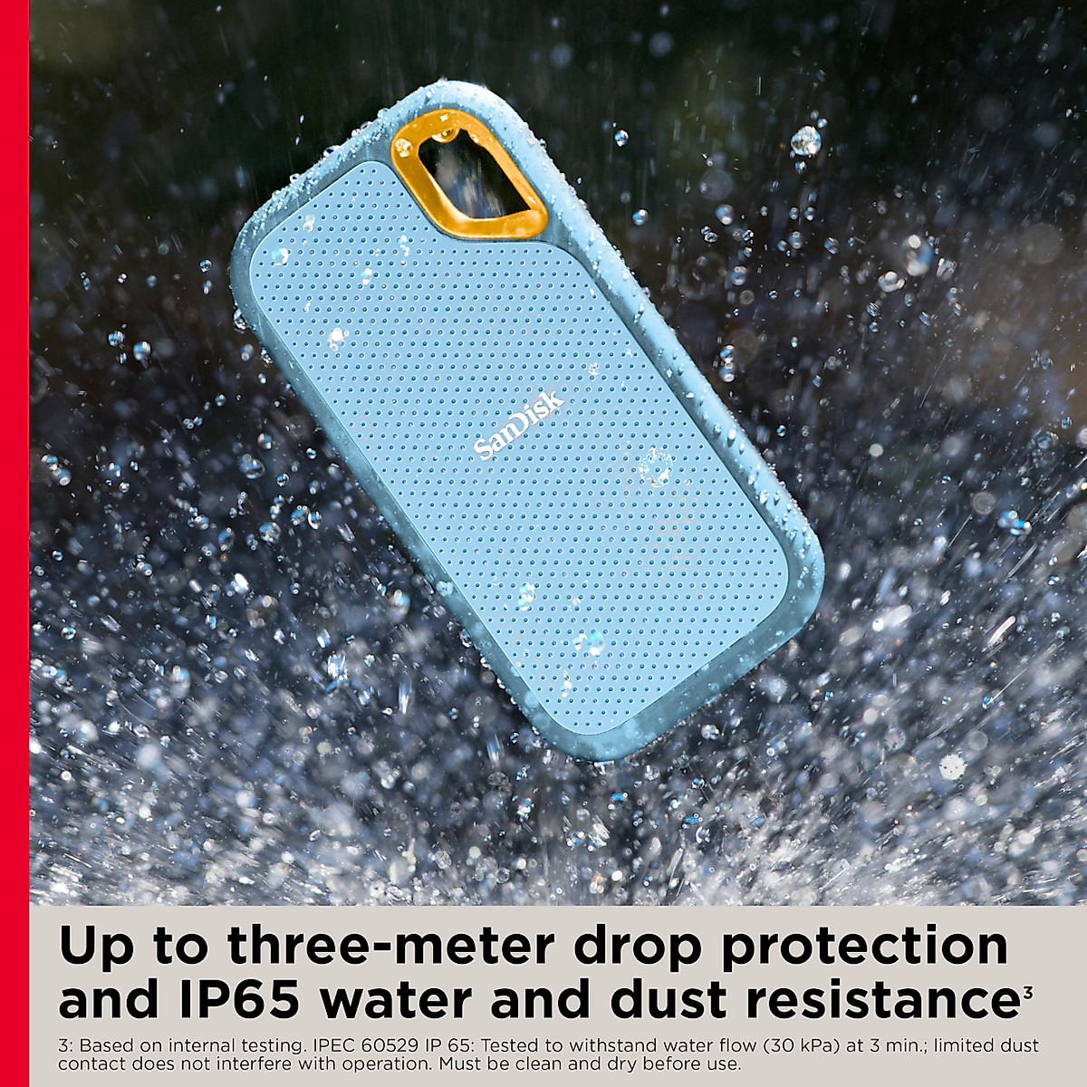 SanDisk 4TB Extreme Portable SSD - Up to 1050MB/s, USB-C, USB 3.2 Gen 2, IP65 Water and dust Resistance, Updated Firmware, Sky Blue - External Solid State Drive - SDSSDE61-4T00-G25B