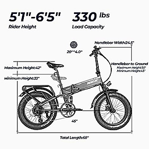 LEONX PASELEC Electric Bikes for Adults 20'' Folding Electric Bicycle,Hydraulic Brakes,48V 12ah 750W Motor Ebike Fat Tire Mountain e-Bike,Full Suspension, 9 Gears Cycle for Men Women (Black)