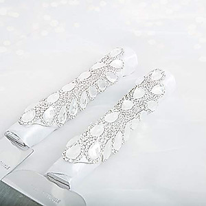 TRUE LOVE GIFT Wedding Cake Knife and Server Set Bride and Groom 2-Piece Dessert Set, Party, Wedding, Anniversary or Celebration