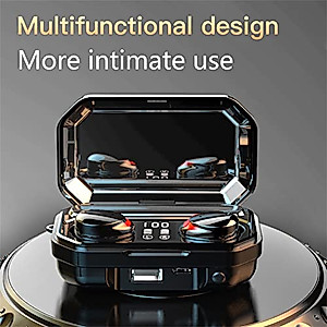 Bluetooth Headphones 5.1 Wireless Digital Motion 9D Stereo with Charging Case Waterproof One Button Control Noise Cancellin in Ear Sports Headset Microphone LCD Display