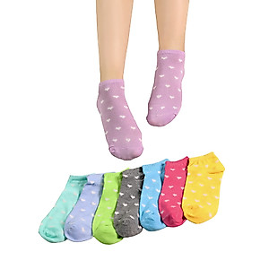 WDIRARA Women's 8 Pairs Heart Print Colorful Athletic Ventilation Low Cut Ankle Socks Multicolor one-size