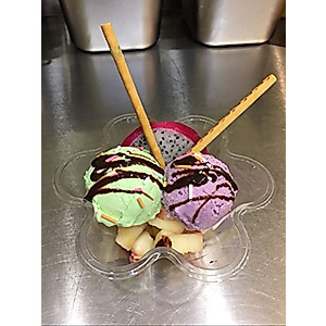 Healthcom 50 Packs Clear Plastic Ice Cream Dessert Bowls Dessert Cups Flower Ice Cream Cup Sundae Bowls Disposable Plastic Dessert Bowls Holder Salad Serving Bowl for Tasting Party Appetizers