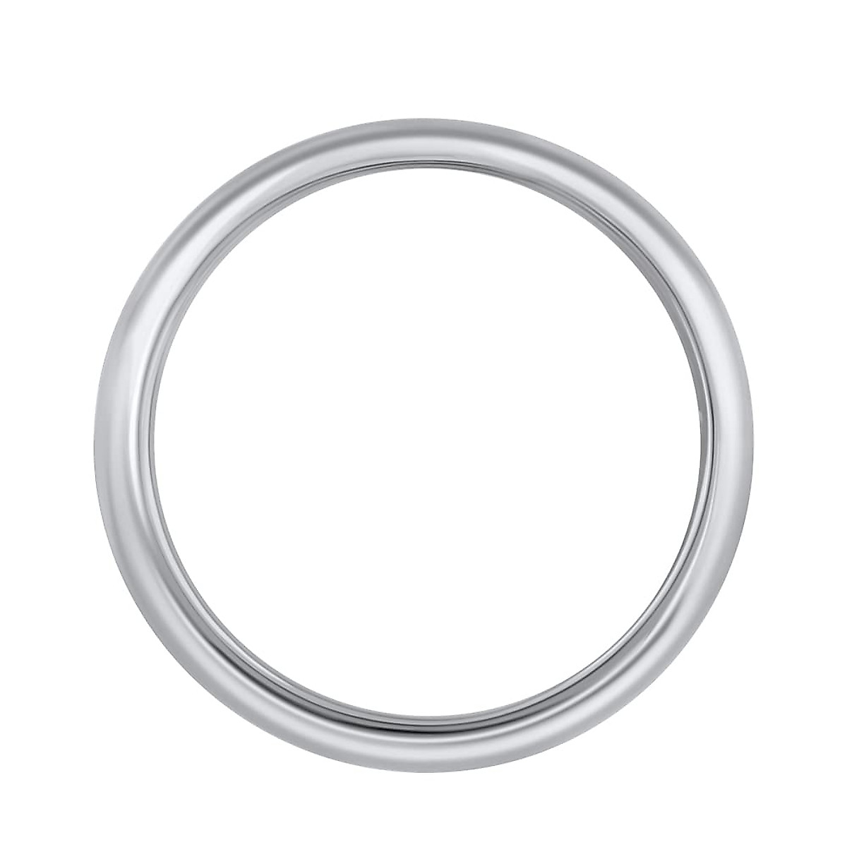 FINEROCK 14K White Gold 4mm Plain Wedding Band (Ring Size 7)