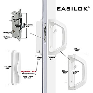 EASILOK Sliding Patio Door Handle Set with Mortise Lock, Heavy Duty Replacement Sliding Glass Door Handle Set, Fits Door Thickness from 1-1/2" to 2-4/25", 3-15/16”Screw Hole Spacing, Non-Handed