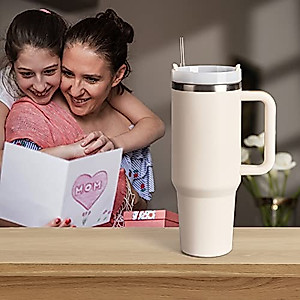 Tumbler With Handle 40 oz and Straw Lid,304 Stainless Steel Water Bottle, Travel Mug Insulated Tumblers Iced for Tea Coffee Gift, large capacity car cup with straw