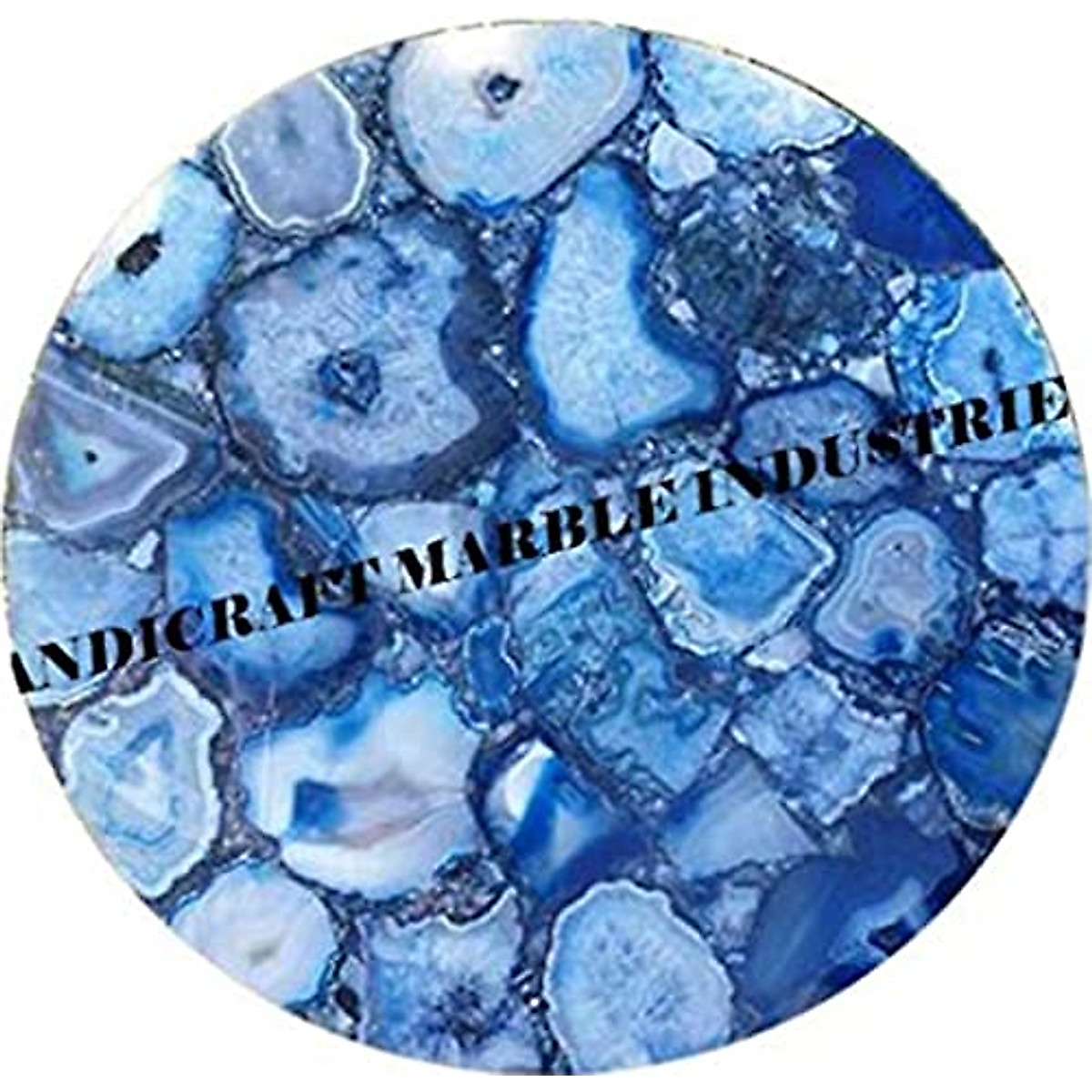 Blue Agate Stone Round Side Table Top, Blue Agate Stone Round Corner Table Top, Patio Table Top, Kitchen Table Top, Hallway Table Top, Living Room Table Top, Piece Of Conversation, Family HeirLoom