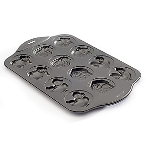 Norpro 3967 12 Cup Nonstick Farm Cookie Pan, 17 x 11 x .5in/43 x 28 x 1.25cm, Black