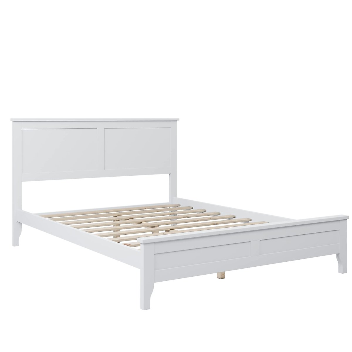 MERITLINE Full Size Platform Bed Frame with Headboard/Solid Wood Foundation with Wood Slat Support/No Box Spring Needed/Easy Assembly/Rustic Pine (Full, White)