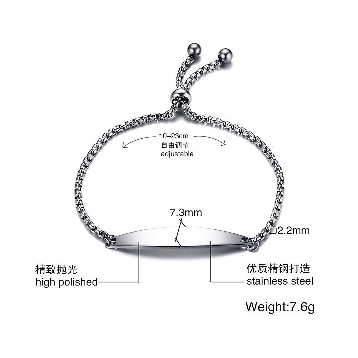 LiFashion CL Stainless Steel Warfarin Medical Alert ID Sos Emergency Link Identification Bracelet for Men Women,Adjustable Warfarin Medic Jewelry for Women,10-25cm