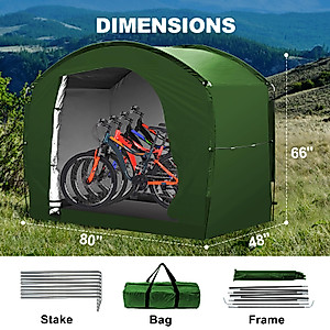 Bike Storage Tent Portable Shed Cover for Bikes, Lawn Mower, Garden Tools, Waterproof Outdoor Backyard Storage Tent Shelter