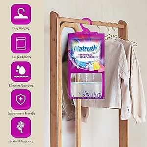 NATRUTH 12-PACK Moisture Absorber Bags With Lavender,Desiccant Hanging Bag Use for Kitchen Bathroom Wardrobe, Eliminates Odors，Odor Absorber Humidity Packs, Hanging Closet Dehumidifier Bags for Closet