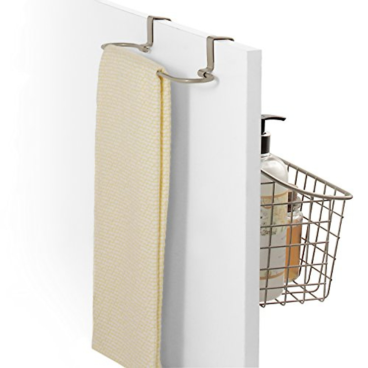 Spectrum Diversified Grid Over The Cabinet Towel Bar & Medium Basket, Satin Nickel PC