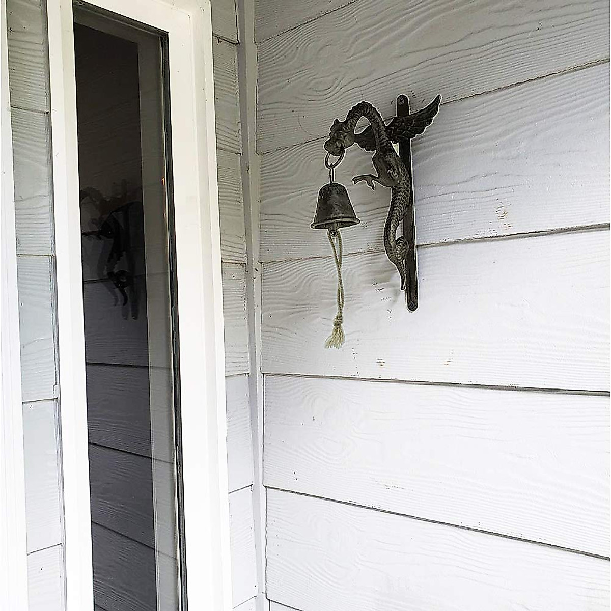 DreamsEden Wall Bell, Iron Dragon Sculpture Doorbell for Front Door Garden Farmhouse Wall Decor Art