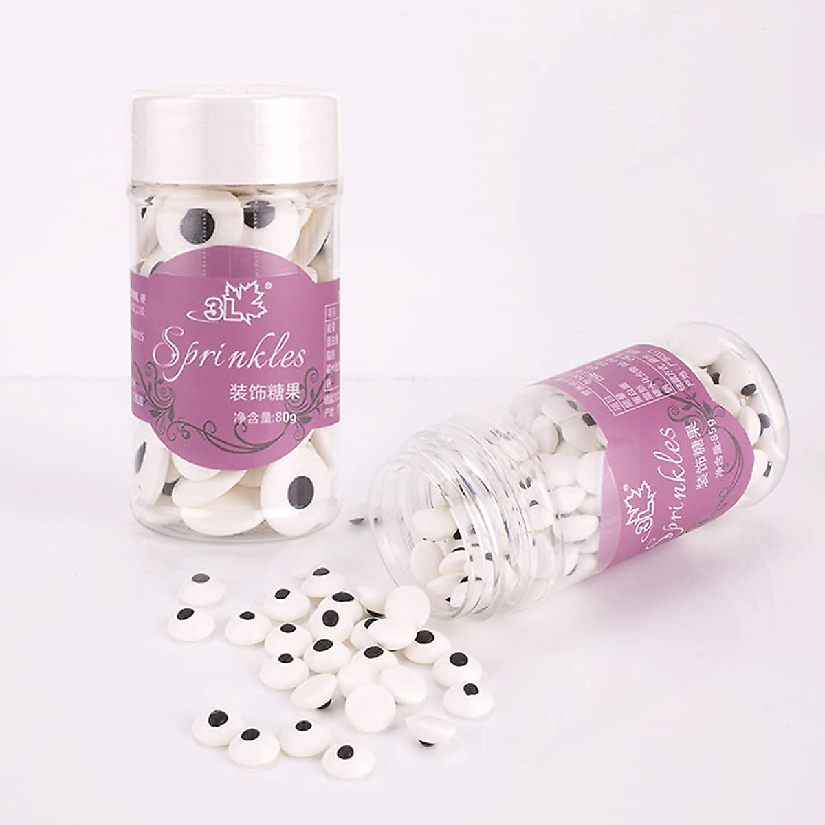 2 Bottles Candy Eyes Eyeballs Cake Cupcake Toppers Edible Eyes for Decorating, Two Size Mixed - Halloween, Christmas, Easter, and Edible Art Project Candy Decorations