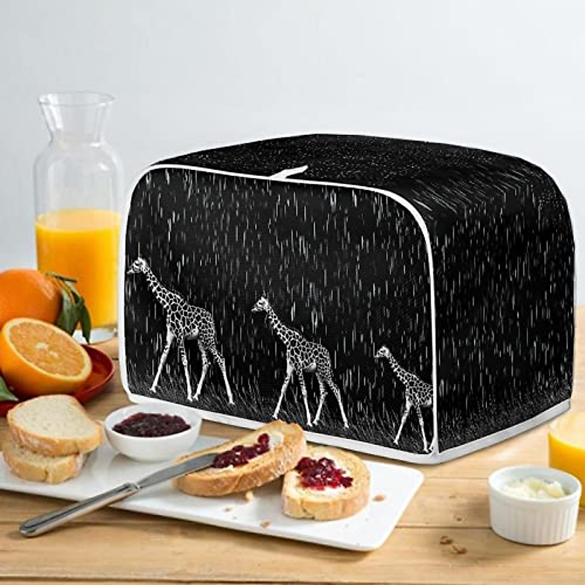 Salabomia Bread Toaster Cover 2 Slice, Giraffe Washable Bread Toaster Oven Dustproof Cover, Small Decorative Bread Maker Cover, Anti Fingerprint Toaster Covers, Black