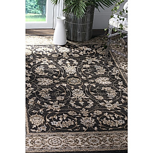 SAFAVIEH Lyndhurst Collection Area Rug - 8' x 10', Grey & Cream, Traditional Oriental Design, Non-Shedding & Easy Care, Ideal for High Traffic Areas in Living Room, Bedroom (LNH340G)