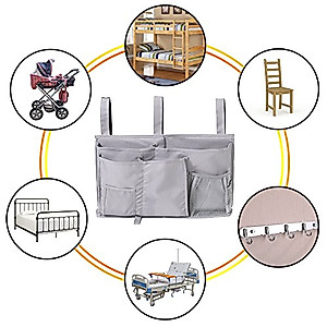 Aiduy Bedside Caddy, Hanging Storage Bag Holder Beside Organizer with 8 Pockets for Bunk Dorm Rooms and Hospital Bed Rails, Grey