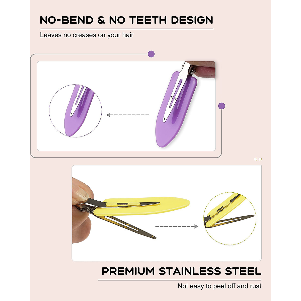 No Crease Hair Clips, 60 Pcs 2.3in Duck Billed Clips for Hair Sectioning and Styling (6 Colors)