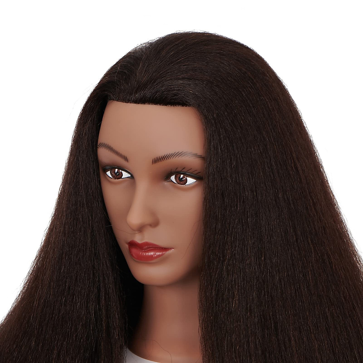 Hairingrid Mannequin Head 16" 100% Real Hair Hairdresser Cosmetology Mannequin Manikin Training Head Hair and Free Clamp Holder (R72026B0216)