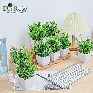 Der Rose 8 Packs Fake Plants Small Artificial Faux Potted Plants for Home Office Farmhouse Bathroom Bedroom Decor Indoor