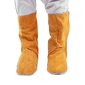 1Pair Cowhide Heat Resistant Flame-Retardant Welding Boot Cover Shoes Feet Cover Welder Leg Foot Safety Protection