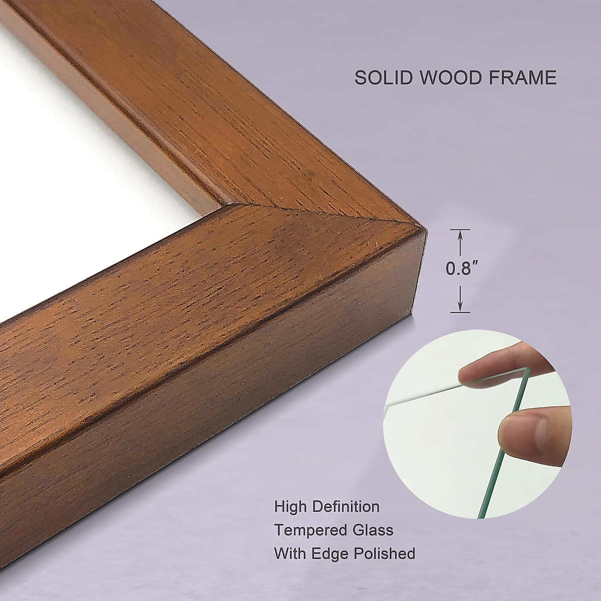 DEKWINN 11x14 Picture Frame Set of 2 Made of Solid Wood with Real Glass for Pictures 8x10 with Mat or 11x14 Without Mat, Wall Mount or Tabletop Gallery Photo Frames, Brown