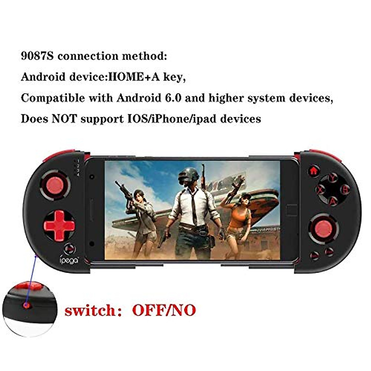 ipega-PG-9087S Wireless Game Controller Mobile phone Gamepad Joystick for Samsung Galaxy S23,S22,S21/Note20,10/oppo/vivo/one plus/LG/Android Smartphone/tablet (Android 6.0 and above）
