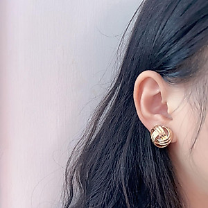 JOLCHIF Love Knot Clip On Earrings for Women Non Piercing Ears 18K Gold Plated Earrings Clip Jewelry Gifts