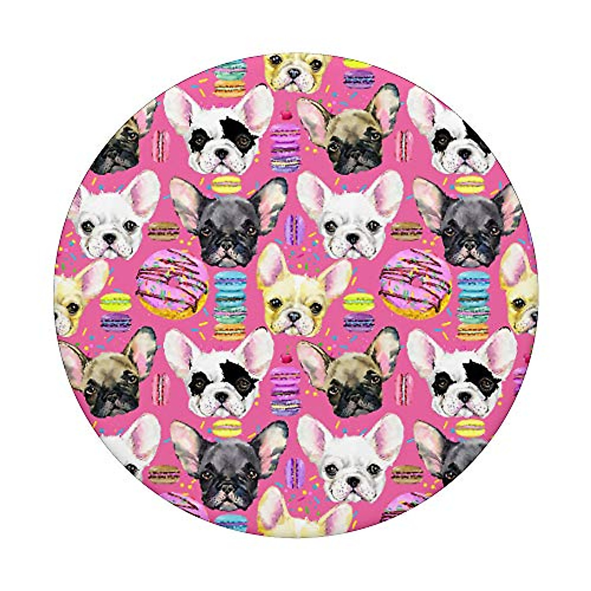 Pink Frenchie French Bulldog Dog Pattern Print Doggie PopSockets PopGrip: Swappable Grip for Phones & Tablets