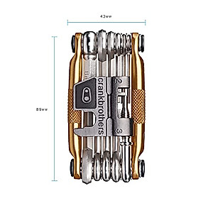 Crankbrothers Multi Tool M 17 Bike Tool - MTB Multi-Tool Gold - 17 bicycle tools (17 in 1 tool), ergonomic and lightweight